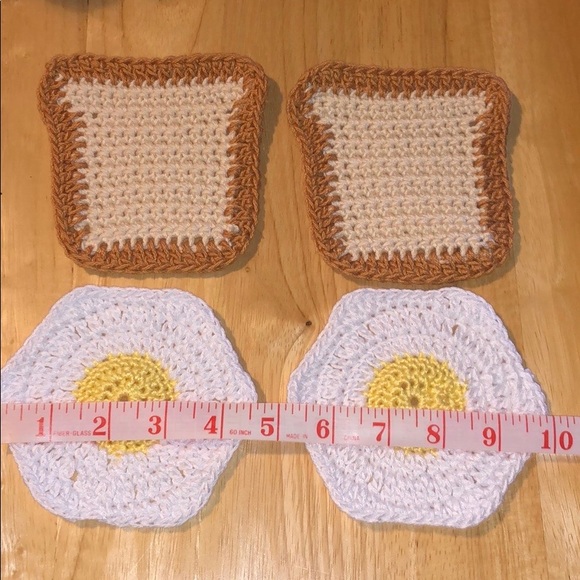 Hand Crafted | Dining | New Crochet Egg And Toast Breakfast Coaster Set ...